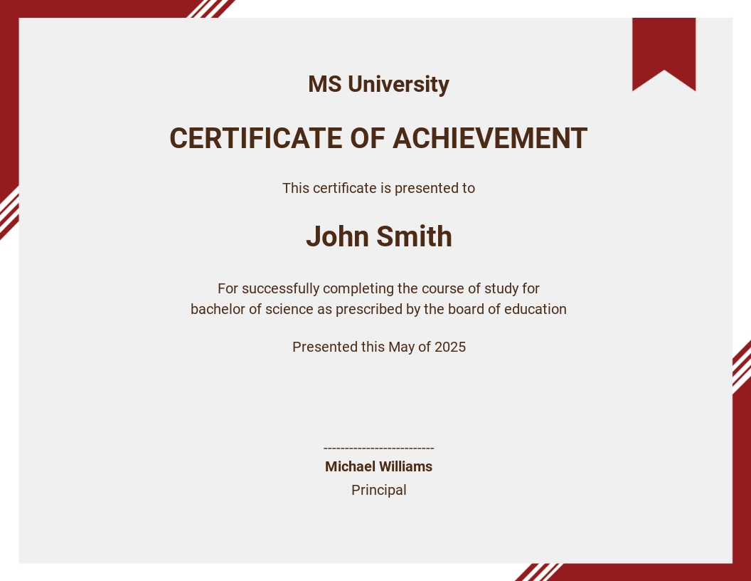 Bachelor Certificate Sample
