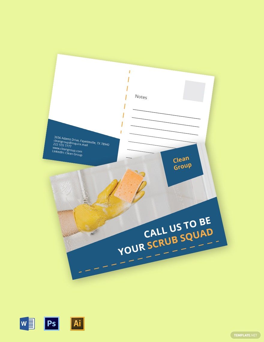 Free Professional Cleaning Service Postcard Template - Illustrator ...