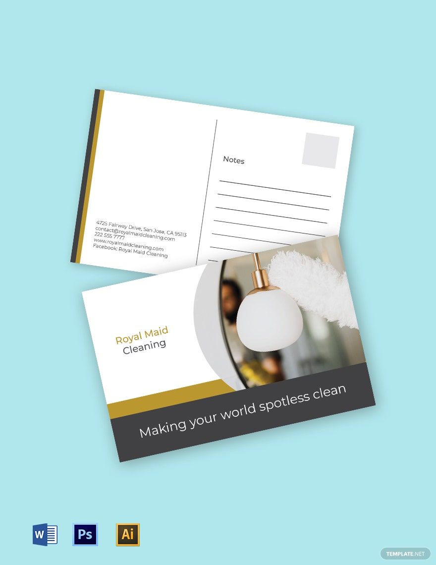 Free Professional Cleaning Service Postcard Template - Illustrator ...