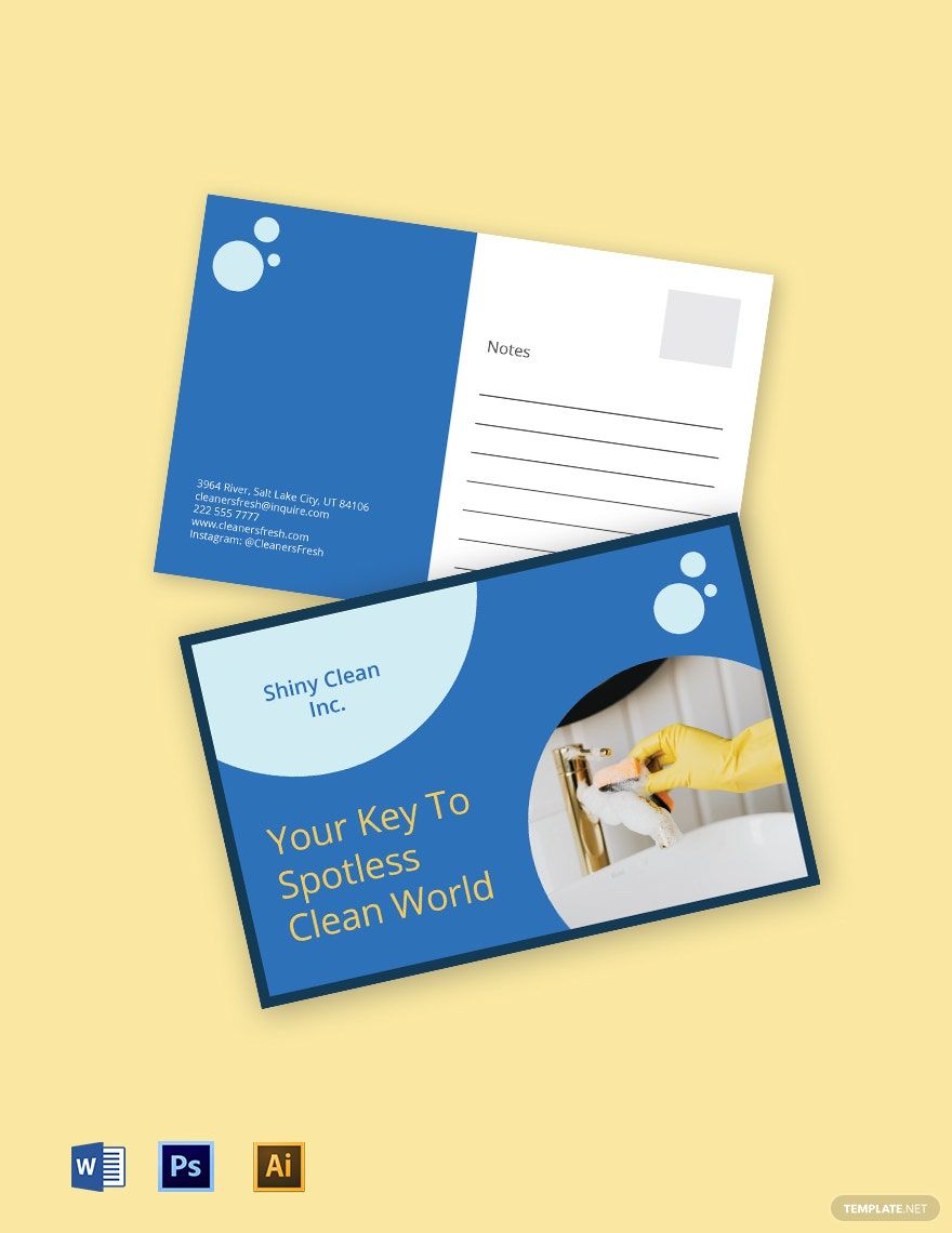 Free Professional Cleaning Service Postcard Template - Illustrator ...