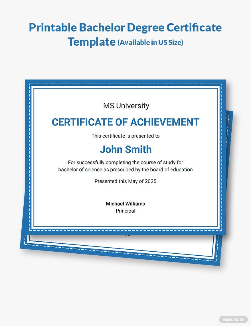 Printable Bachelor Degree Certificate Template Download In Word 