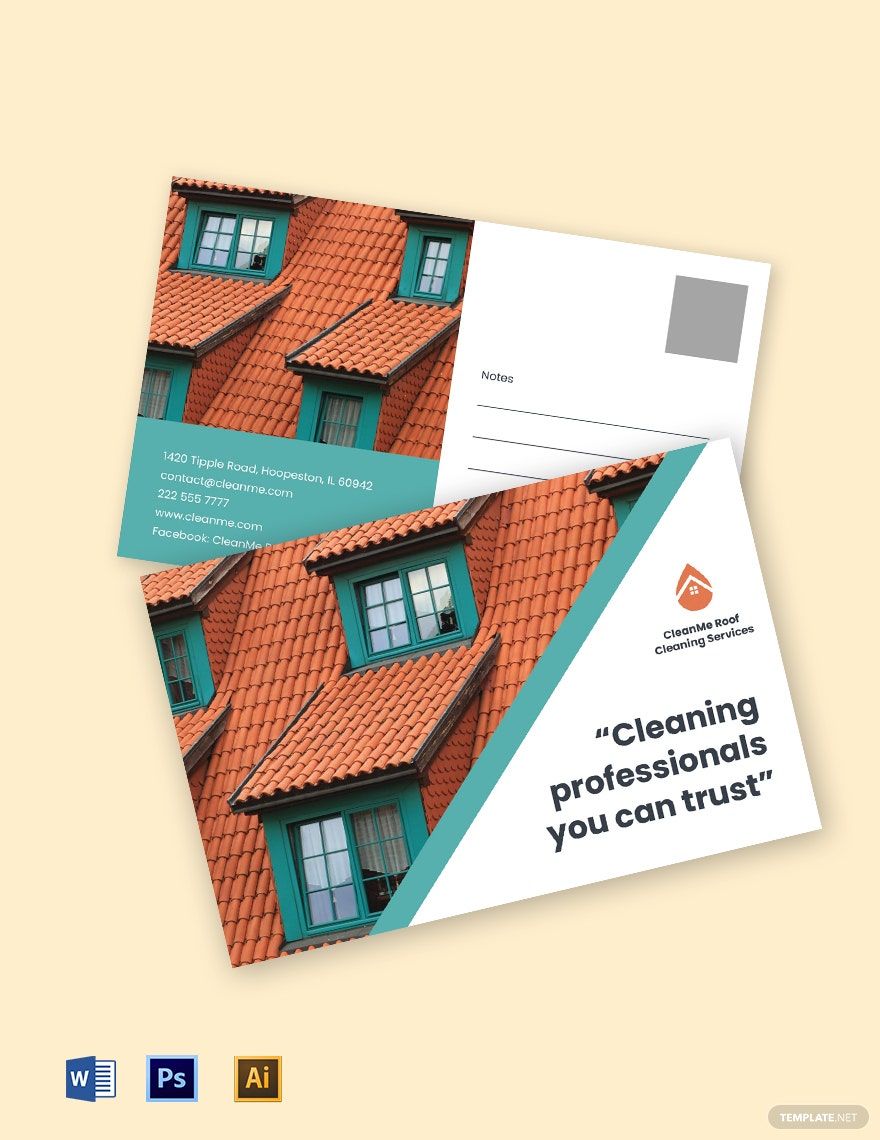Free Professional Cleaning Service Postcard Template - Illustrator ...