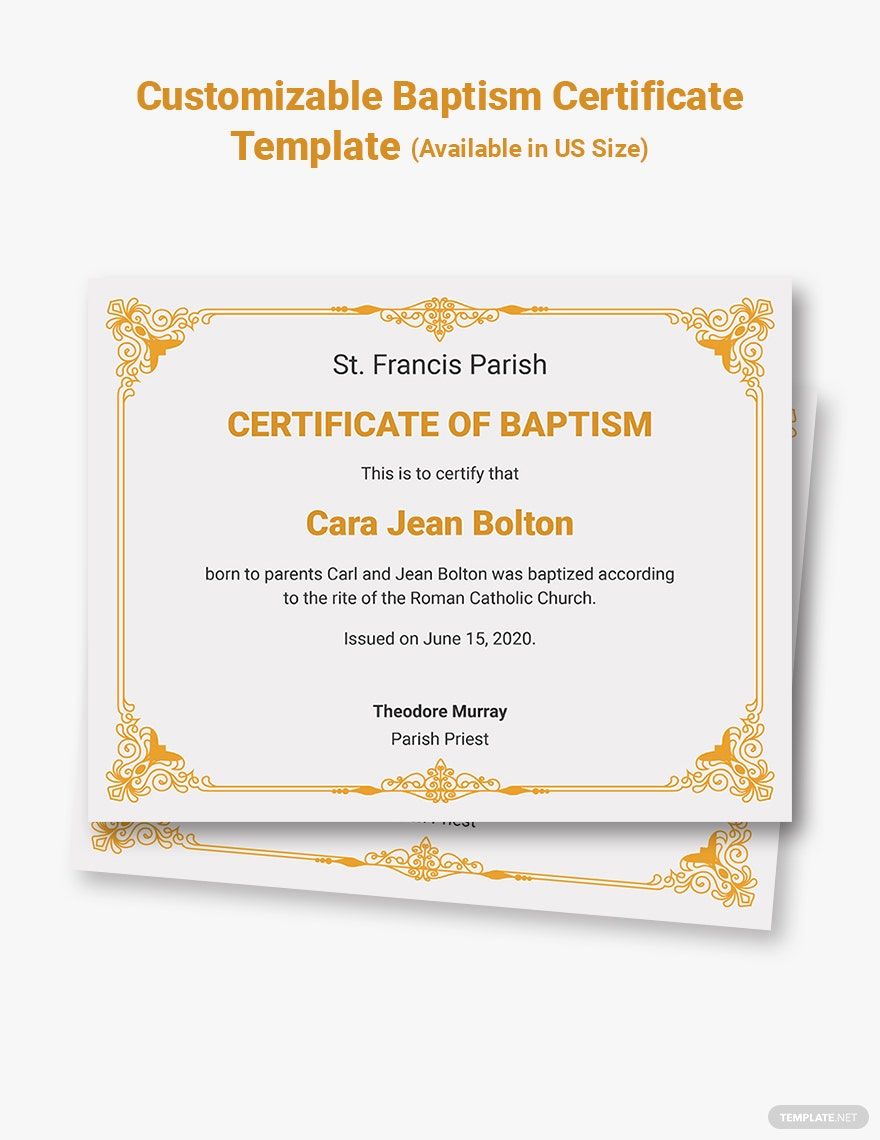 Free Customizable Baptism Certificate Template Download In Word 