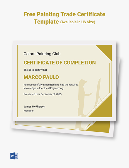 Painting Trade Certificate Template - Word | Template.net