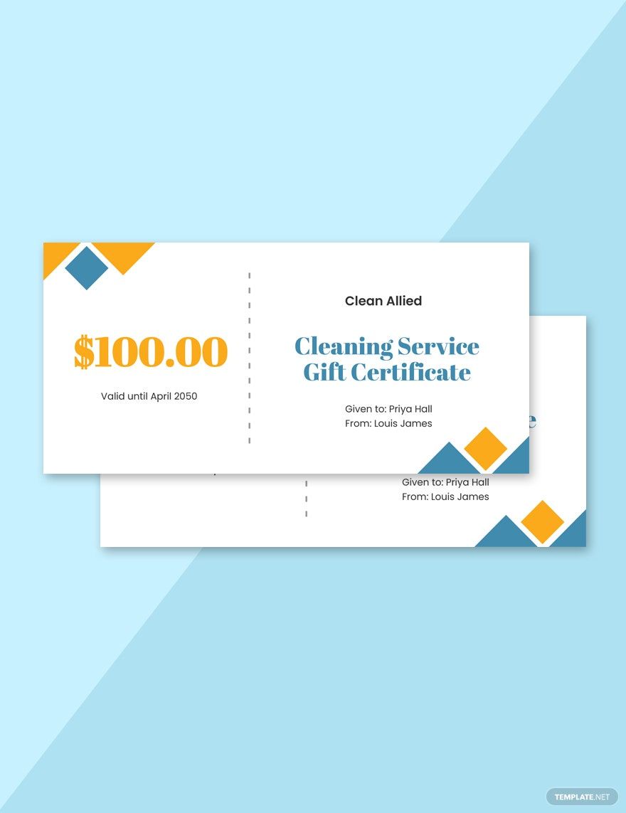 FREE Cleaning Services Gift Certificate Word Template Download 