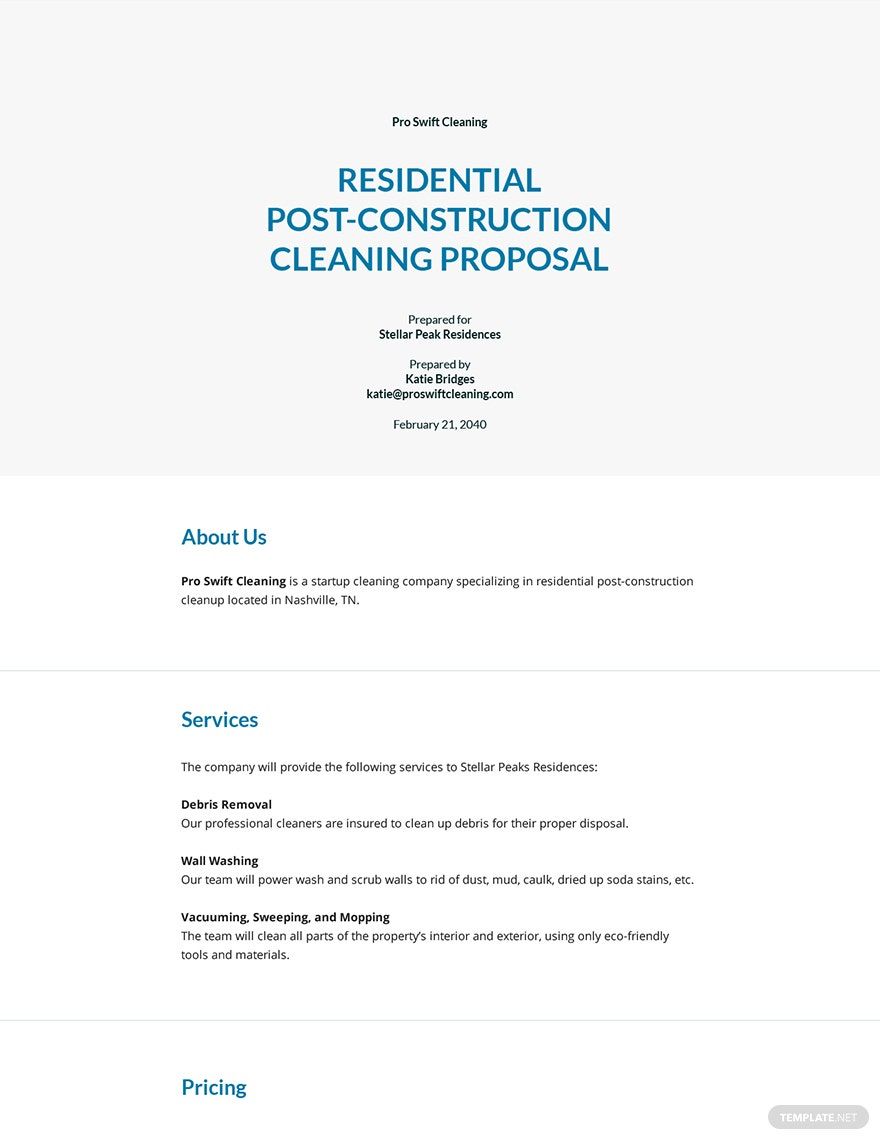 Office Cleaning Proposal Template Google Docs Word Apple Pages PDF 