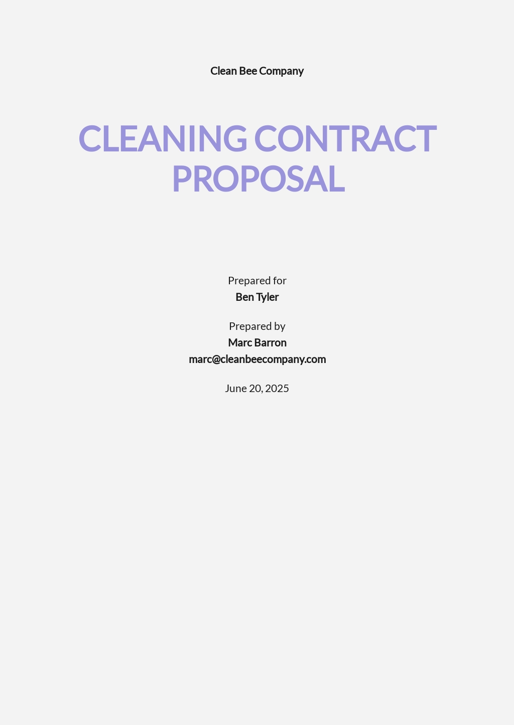 Sample Cleaning Business Proposal Template In Google Docs Word Apple