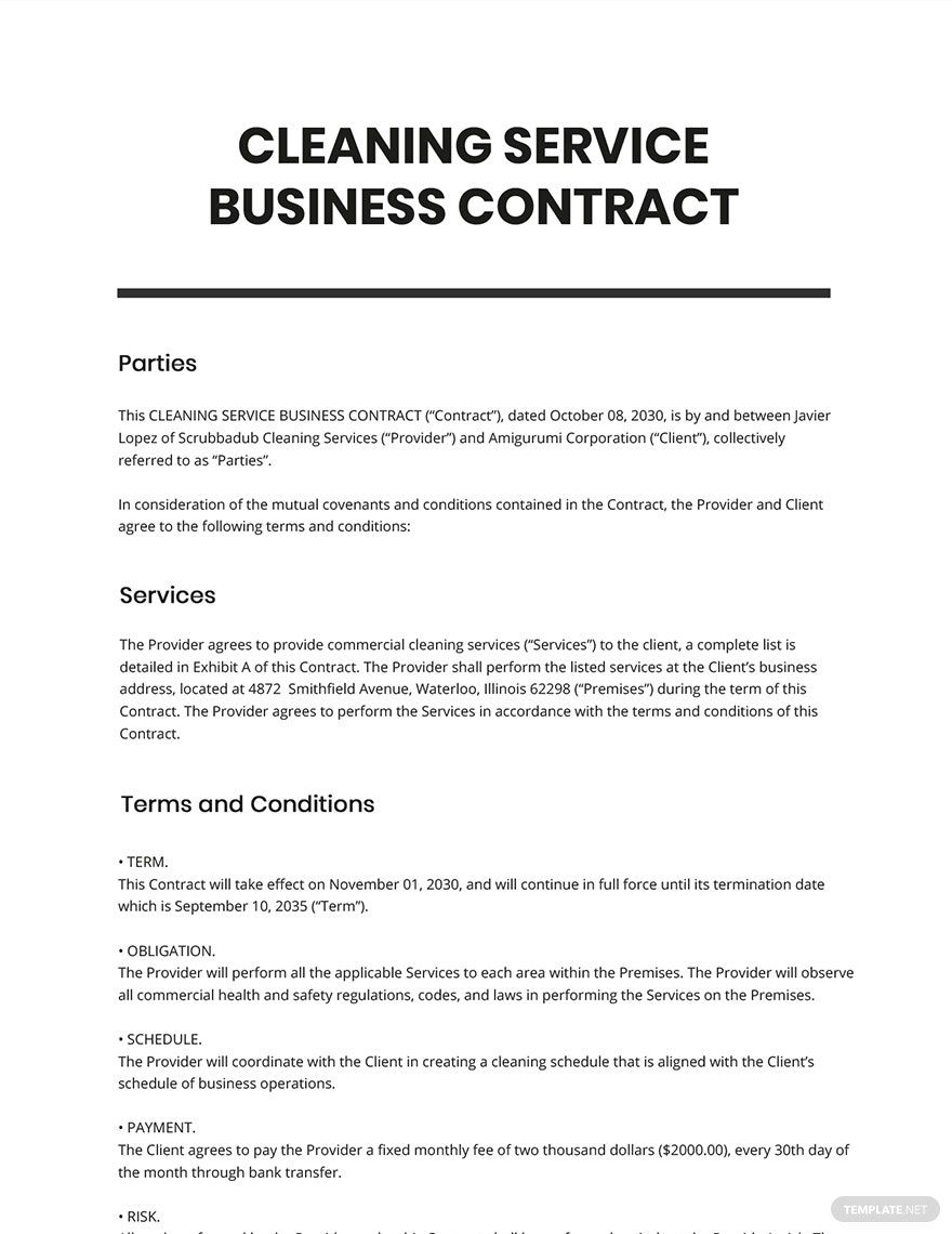 Business Contracts Templates Format Free Download Template