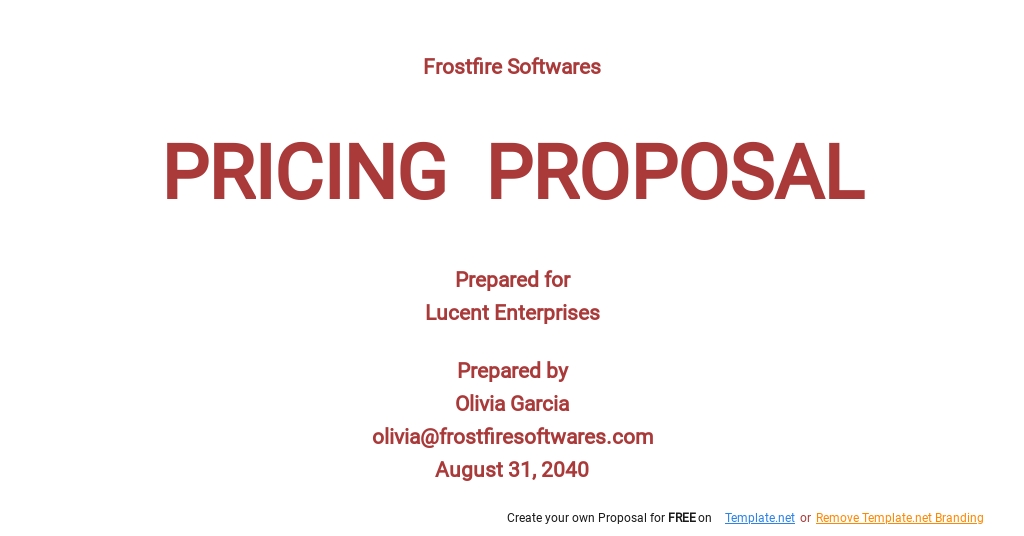 Pricing Proposal Template Free PDF Word Template