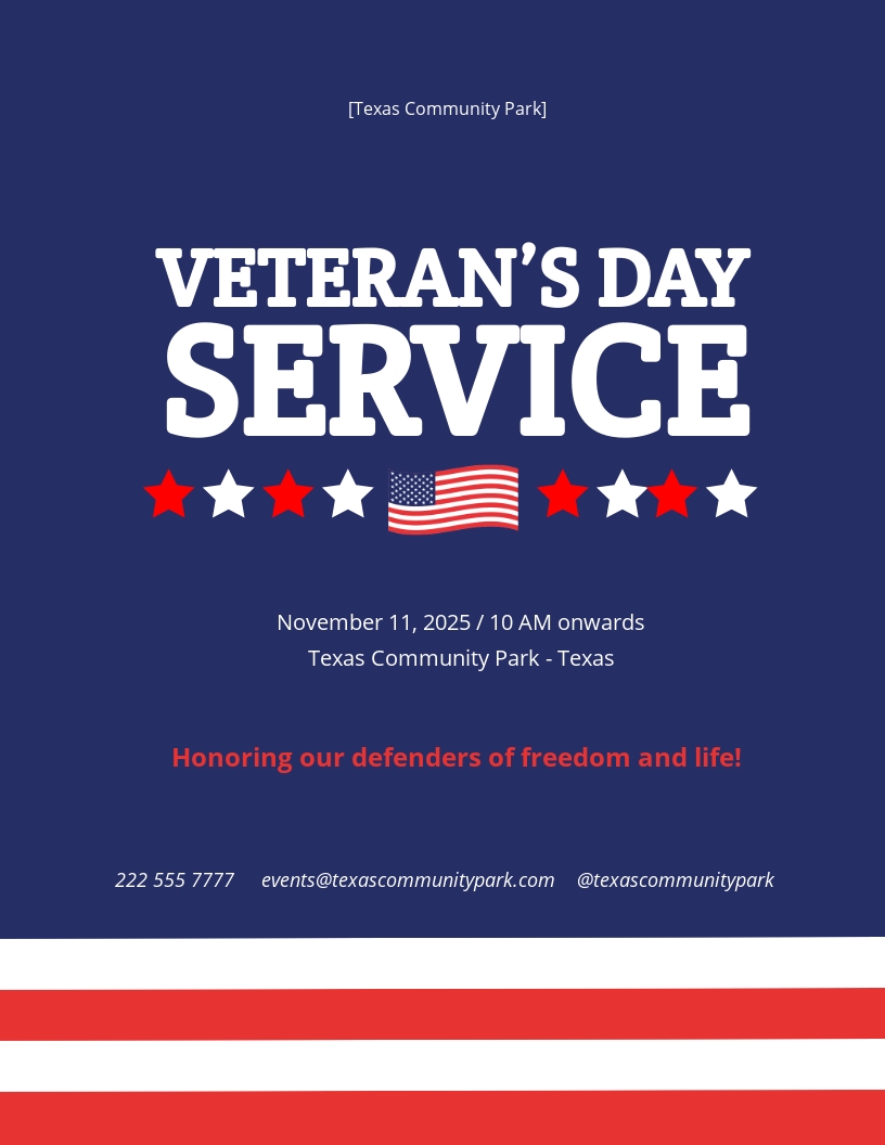 FREE Veterans Day Service Flyer Template In Illustrator PSD Template