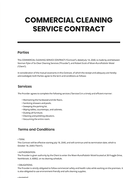 27 Cleaning Services Contract Templates Free Downloads Template