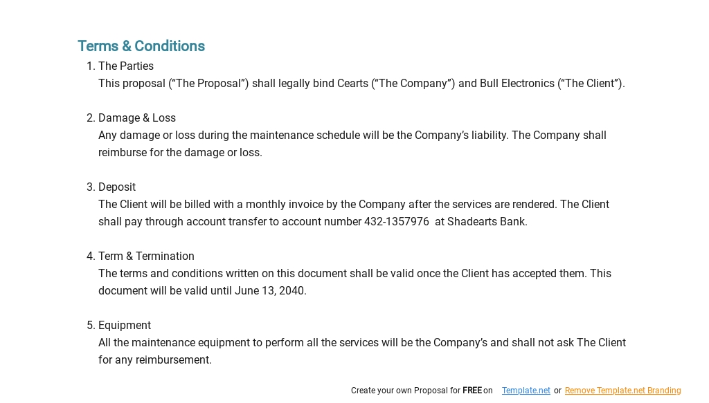 Maintenance Proposal Template [Free PDF] - Word | Template.net