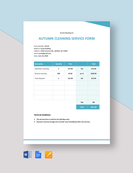Cleaning Service Survey Form Template - Google Docs, Word | Template.net