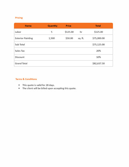 Contractor Painting Quotation Template - Google Docs, Word | Template.net