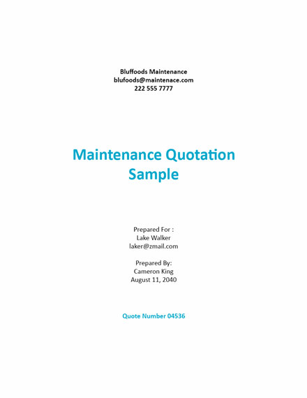 Maintenance Quotation Sample Template - Google Docs, Word | Template.net