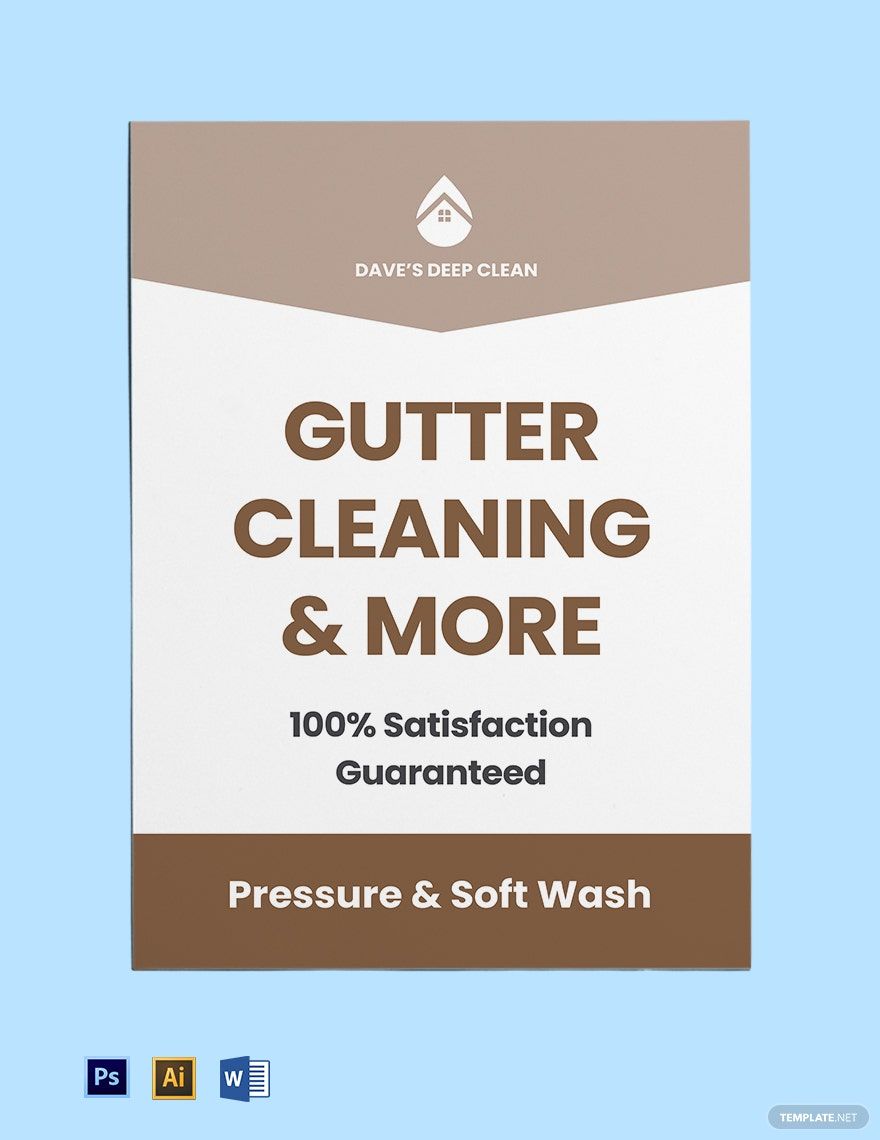 Gutter Cleaning Yard Sign Template Illustrator Word PSD Template