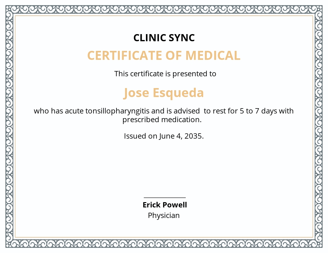 Absence from Work Certificate Template - Word | Template.net