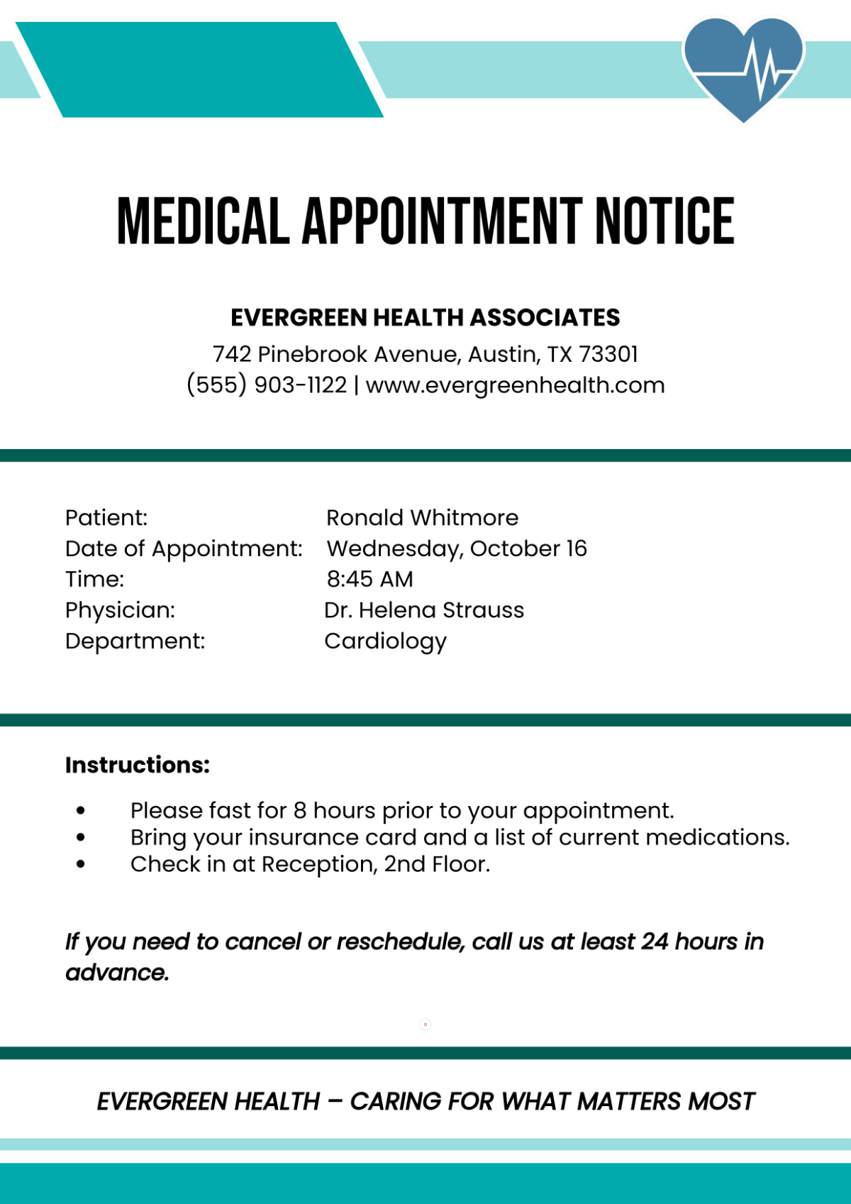 Free Colorful Appointment Chart Template To Edit Online