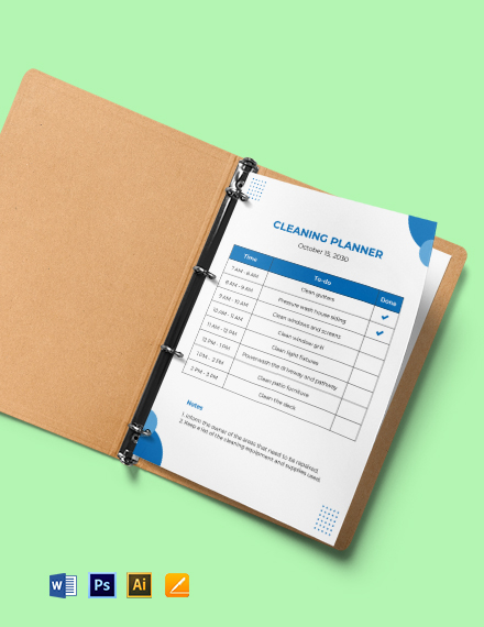 Home Cleaning Planner Template - Google Docs, Illustrator, Word, Apple ...
