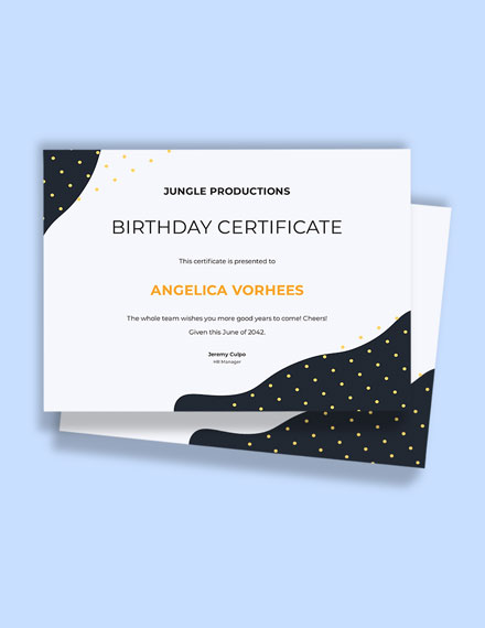 FREE Printable Birthday Certificate Template - Word (DOC)