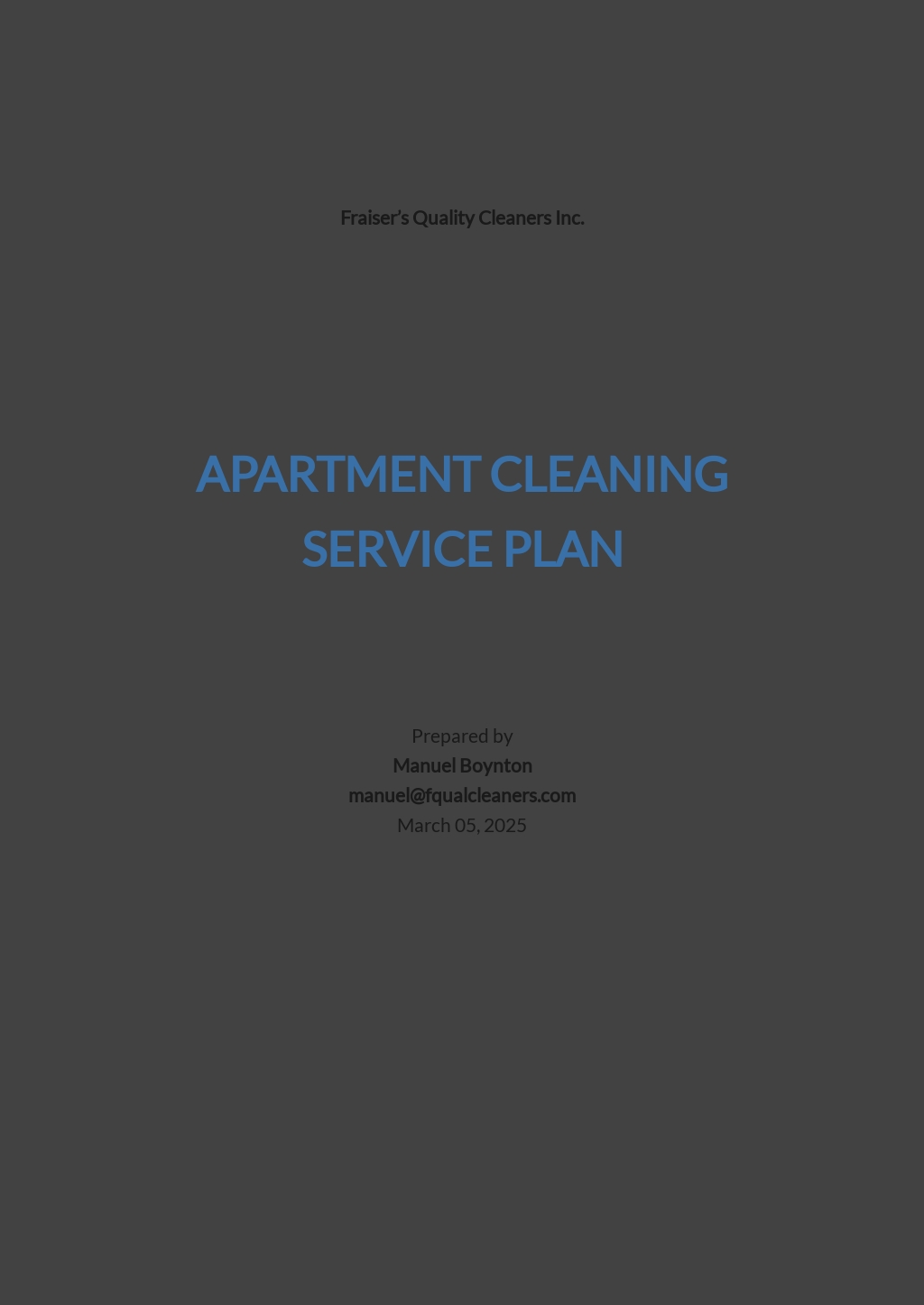Cleaning Service Financial Plan Template - Google Docs, Word, Apple ...