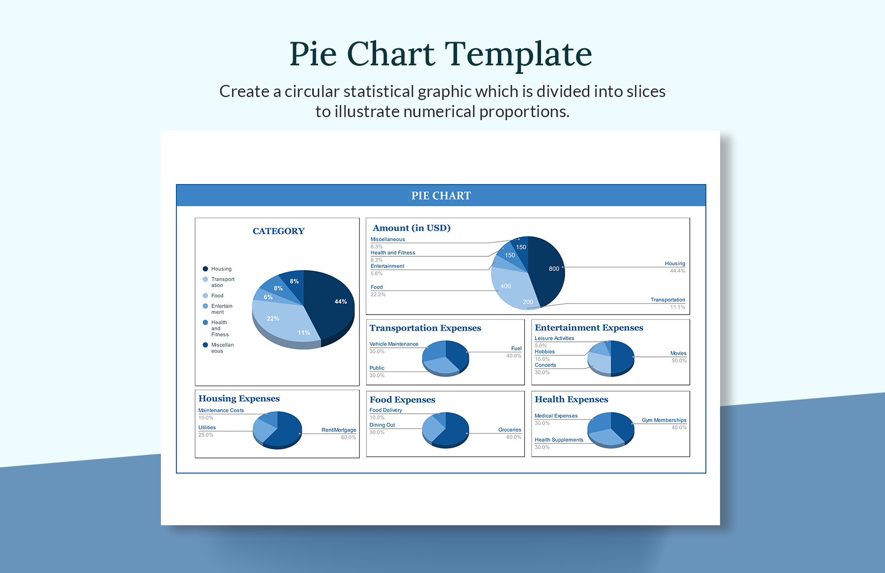 Pie Chart Template In MS Word MS Excel Google Sheets Download