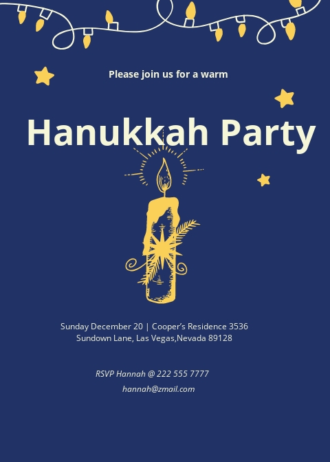 Hanukkah Family Party Invitation Template - Word, PDF | Template.net