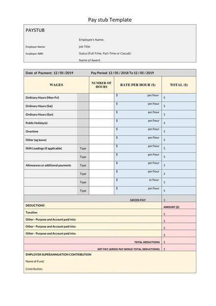 Basic Pay Stub Template: Download 239+ Sheets in Word, Excel, Pages ...