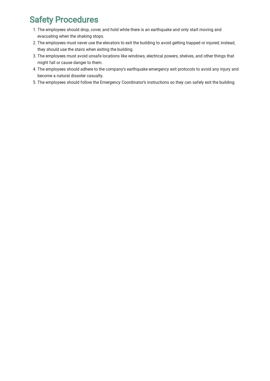Emergency Exit Plan Template In Google Docs Word Template