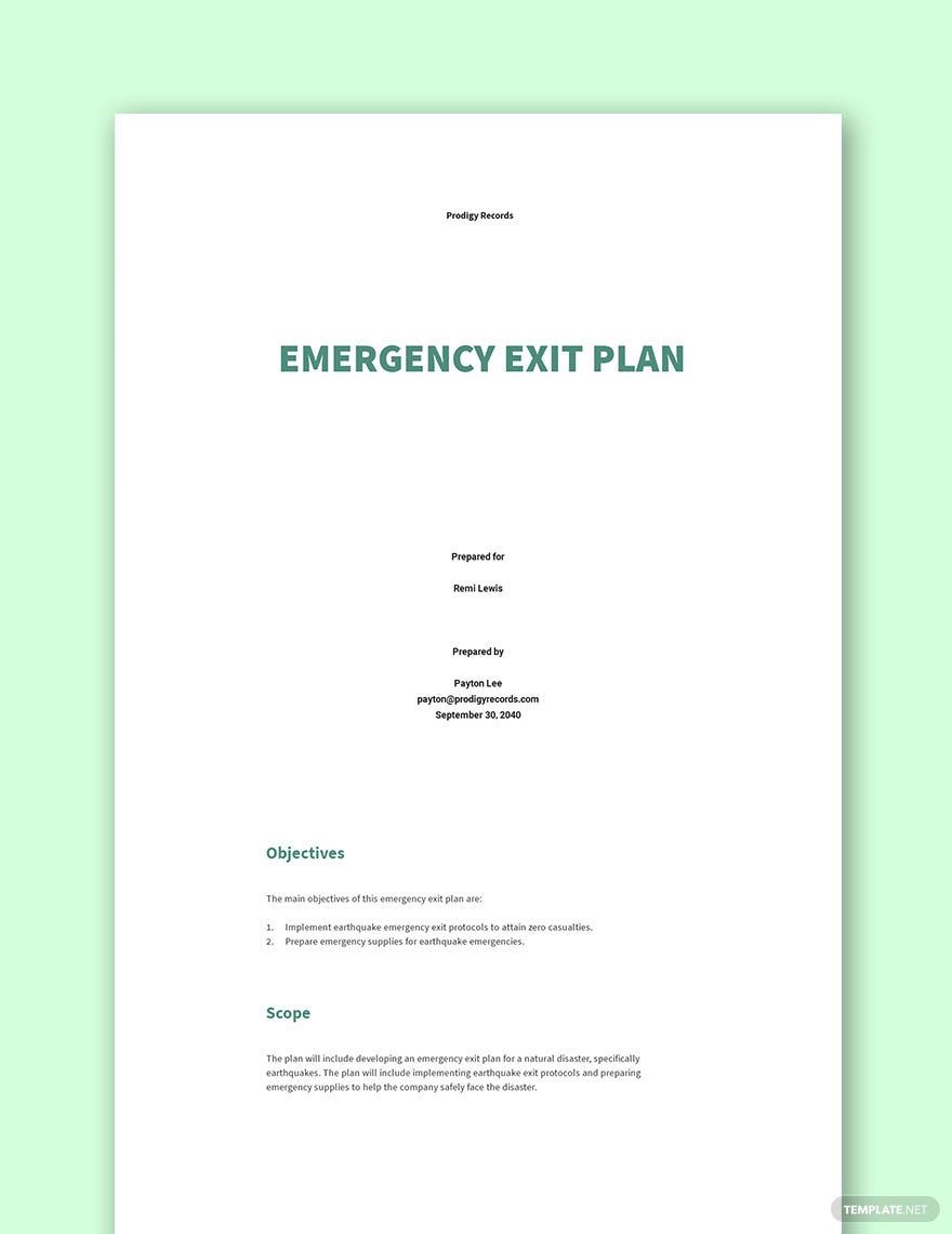 Safety Emergency Response Plan Template - Google Docs, Word, Apple ...