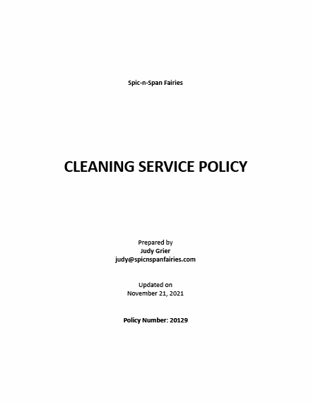 Free Simple Cleaning Service Policy Template - Download in Word, Google ...