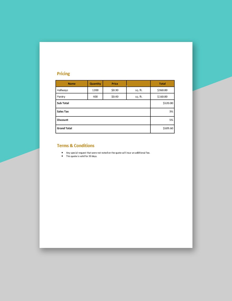 Quotation for Office Cleaning Services Template in Word, Google Docs ...
