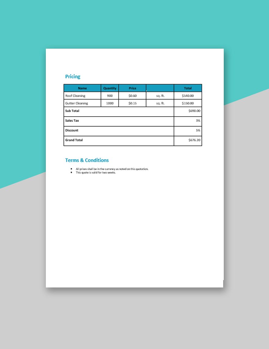 Request Quotation for Cleaning Services Template in Word, Google Docs ...