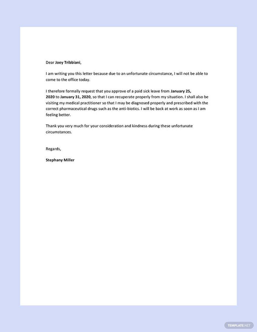Leave Application Format For Not Feeling Well