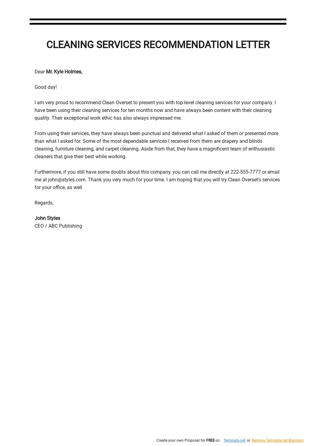 Proposal Letter For Cleaning Services Template Free PDF Google Docs 