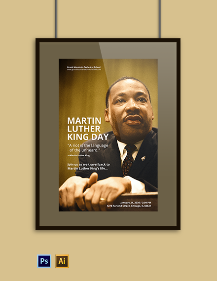 Free Martin Luther King Day Poster Template - Illustrator, PSD ...