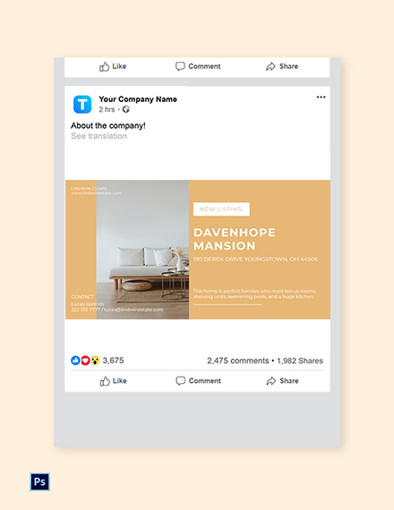 Free Sample Real Estate Facebook Post Template - PSD | Template.net