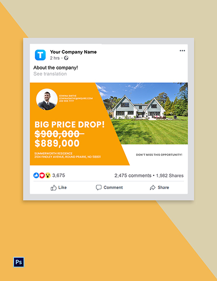Real Estate Agent Facebook Post Template - PSD | Template.net