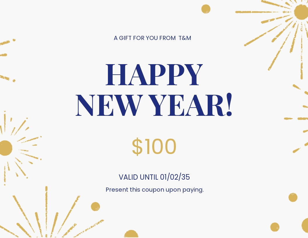 New Year Gift Certificate Template - Word, PDF | Template.net