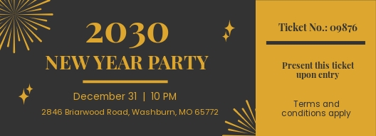 New Year Party Ticket Template - Word | Template.net