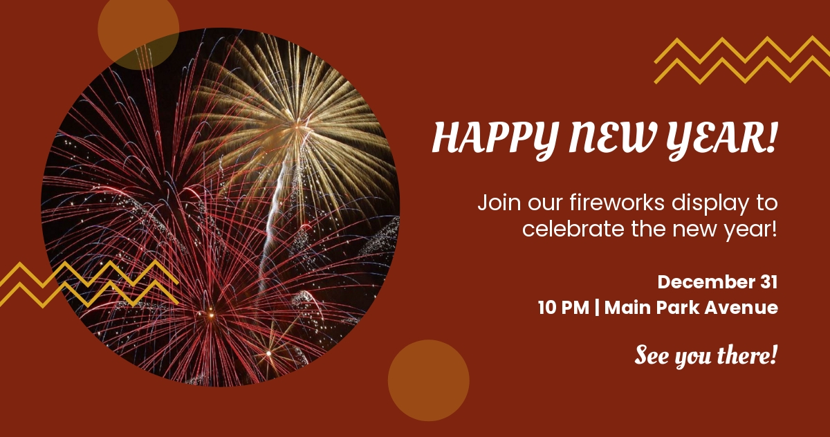 New Year Fireworks Show Facebook Post Template