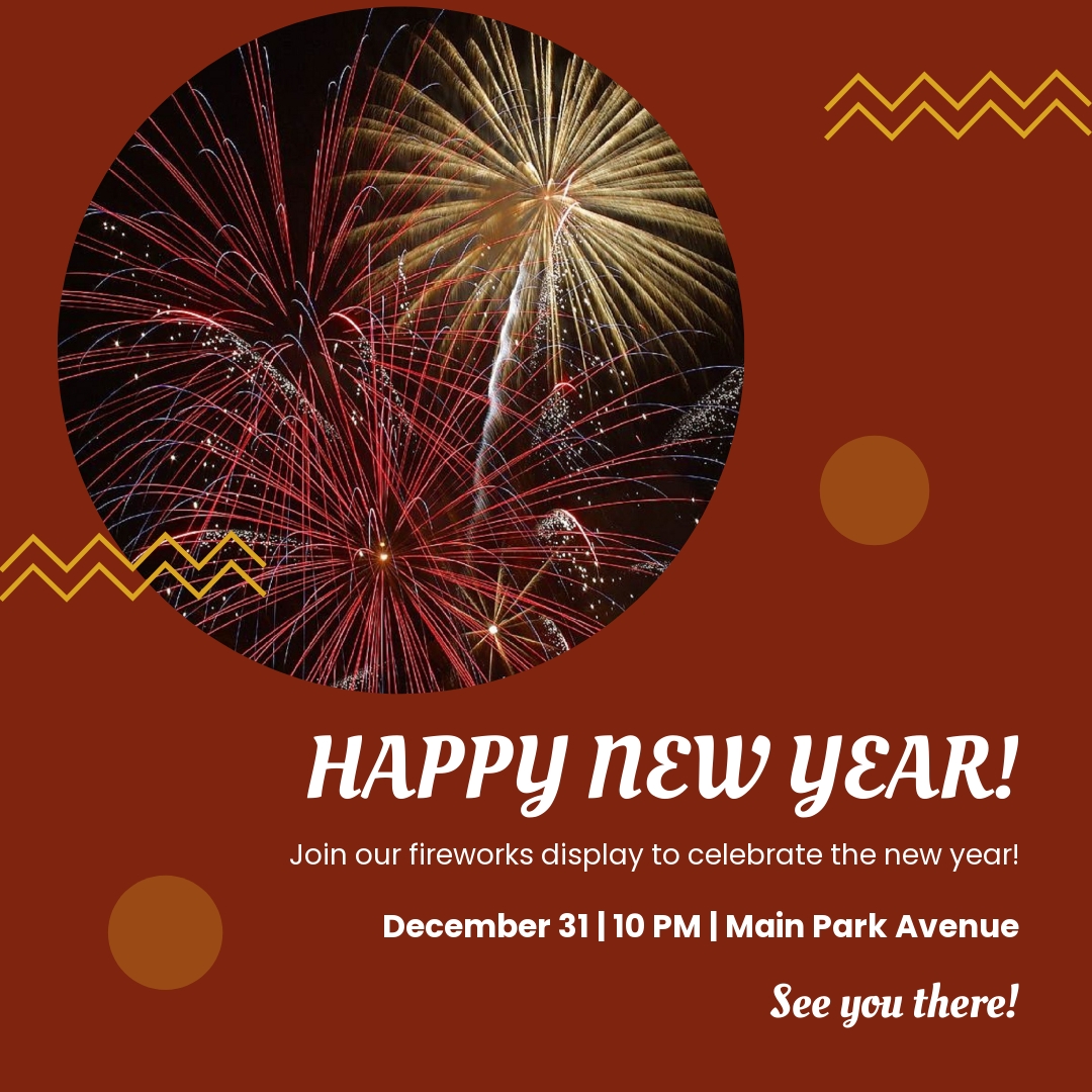 New Year Fireworks Show Instagram Post Template