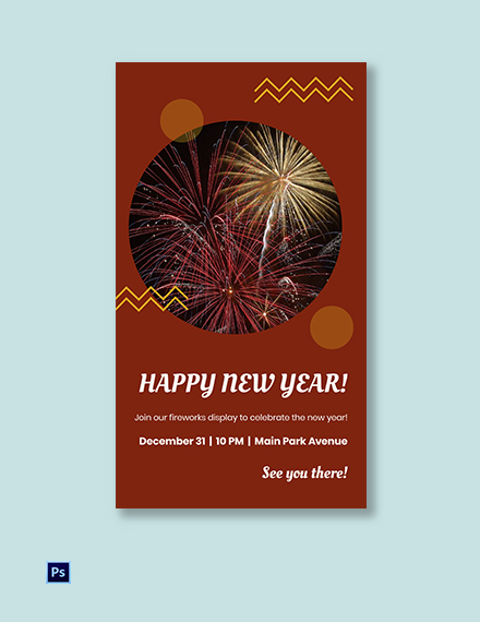 Free New Year Fireworks Show Instagram Story Template - PSD | Template.net