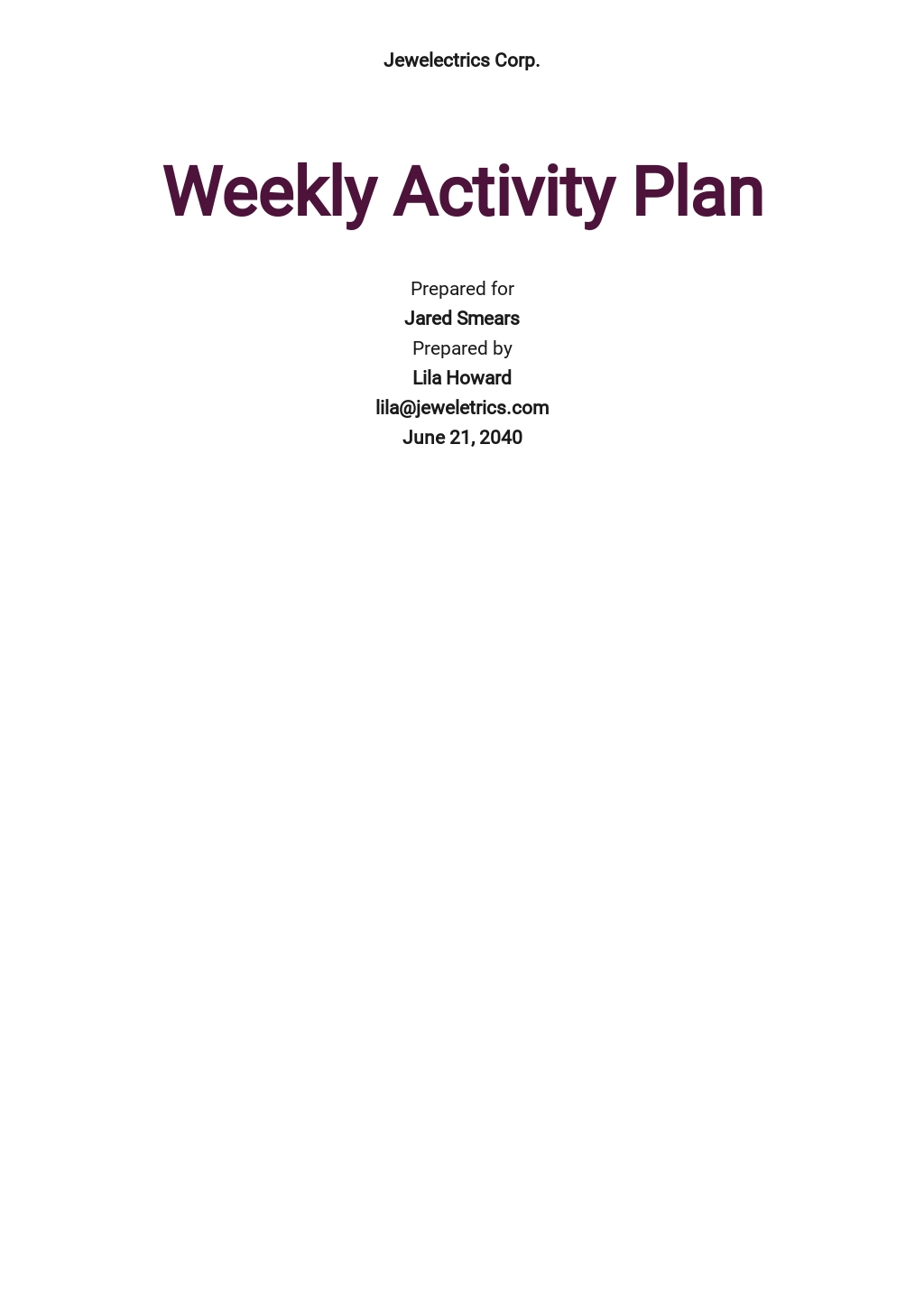 Weekly Sales Activity Plan Template [Free PDF] - Google Docs, Word ...