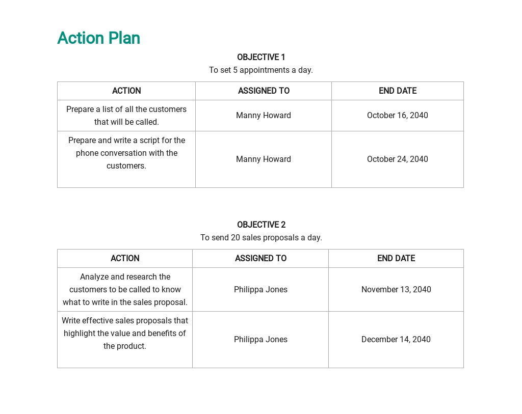 Daily Activity Plan Template