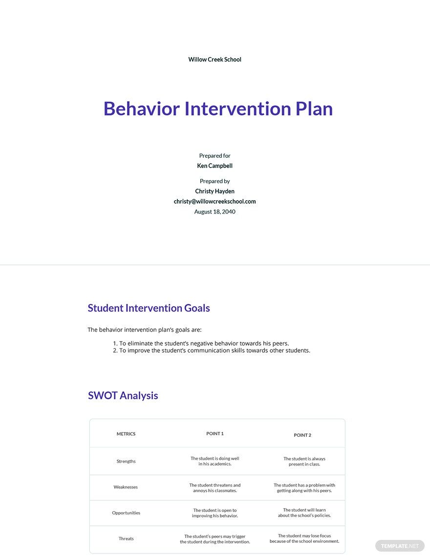 Behavior Change Plan Template - Google Docs, Word, Apple Pages, PDF ...