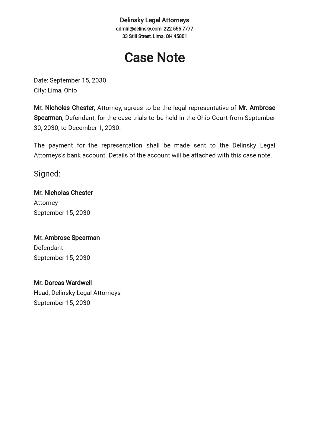 Case Notes Template PDF Word Apple Pages