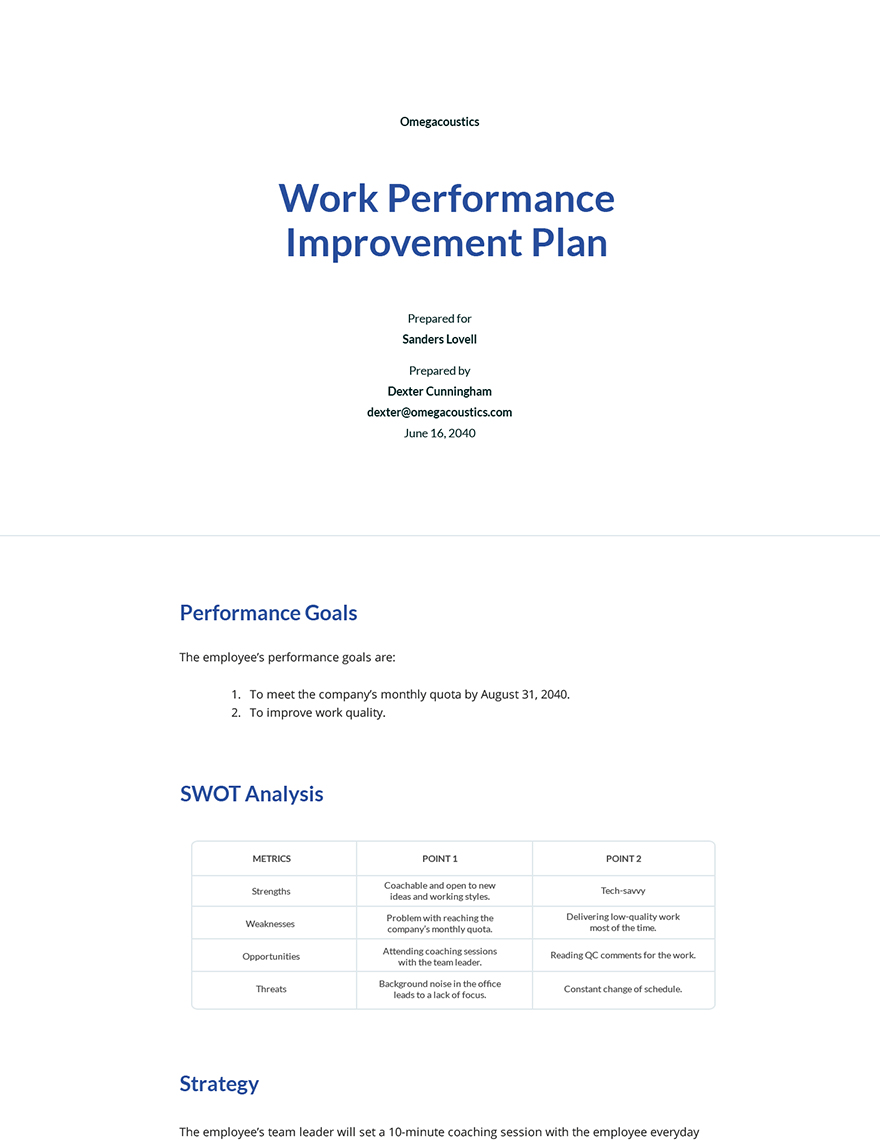 Performance Development Plan Template - Google Docs, Word, Apple Pages ...