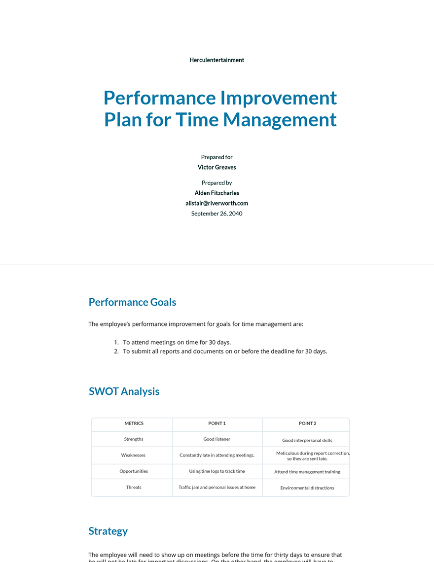 Performance Development Plan Template - Google Docs, Word, Apple Pages ...
