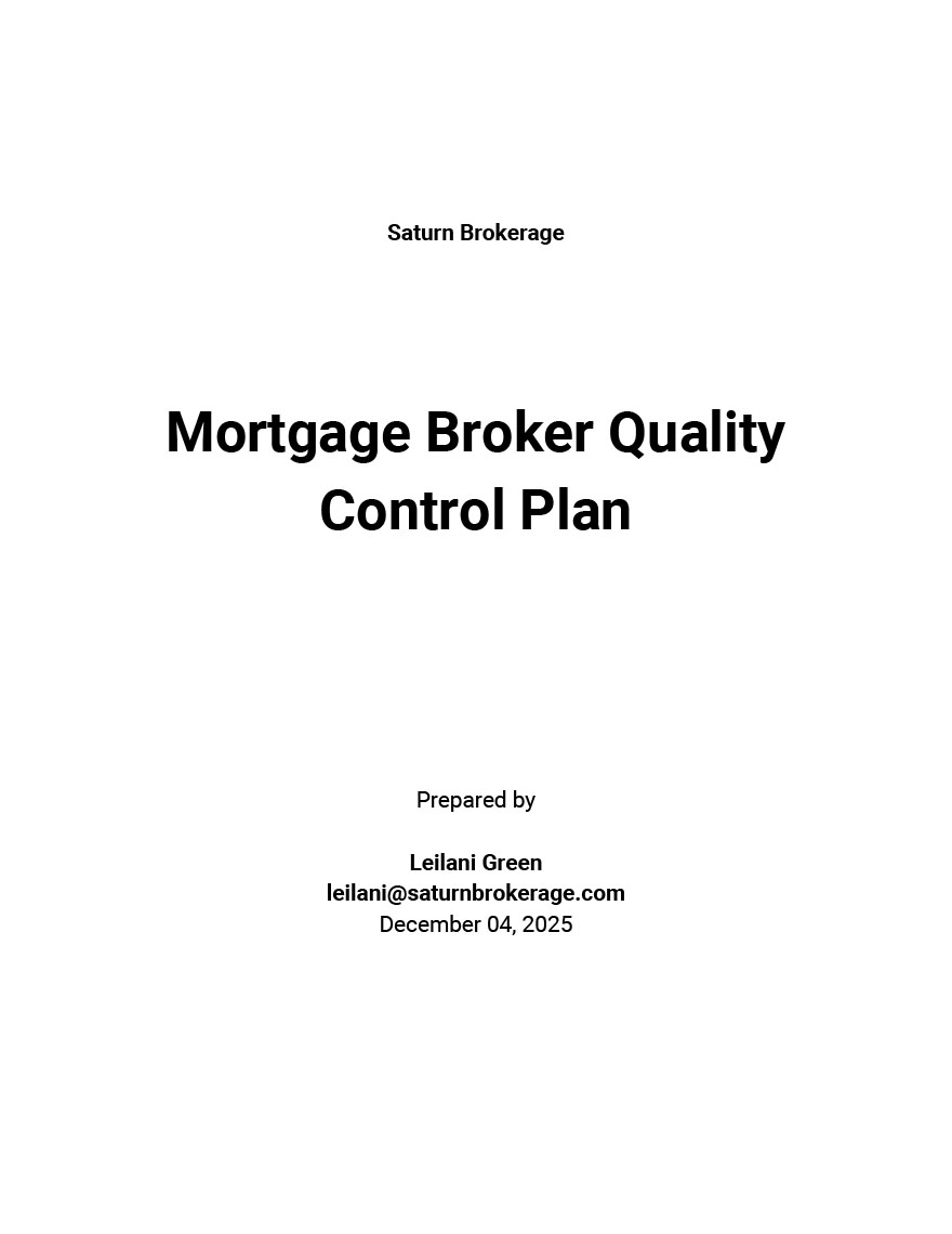 Quality Control Plan Google Docs Free Download Template 